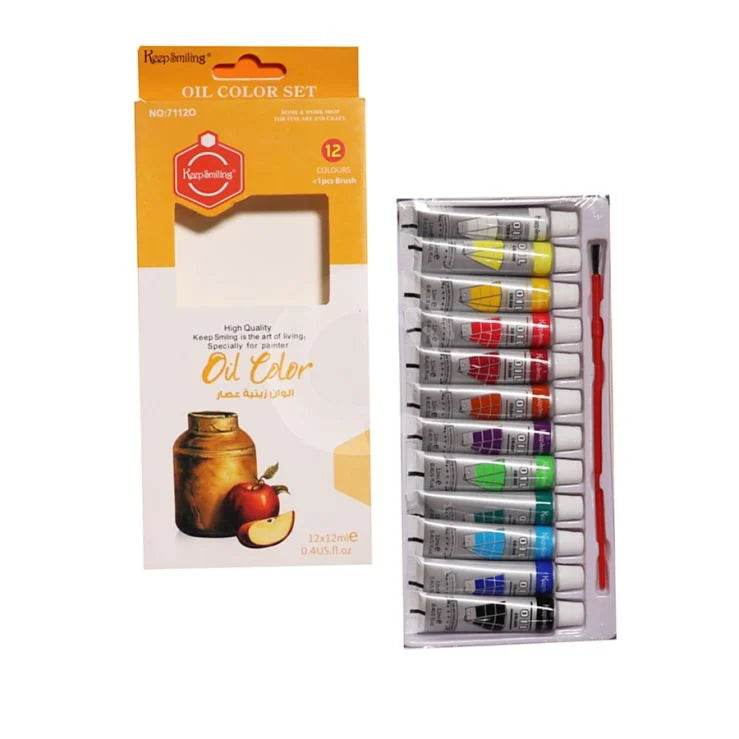 Oil Color Box 12 Colours + 1pcs Brush (Keep Smiling) – Study Resources